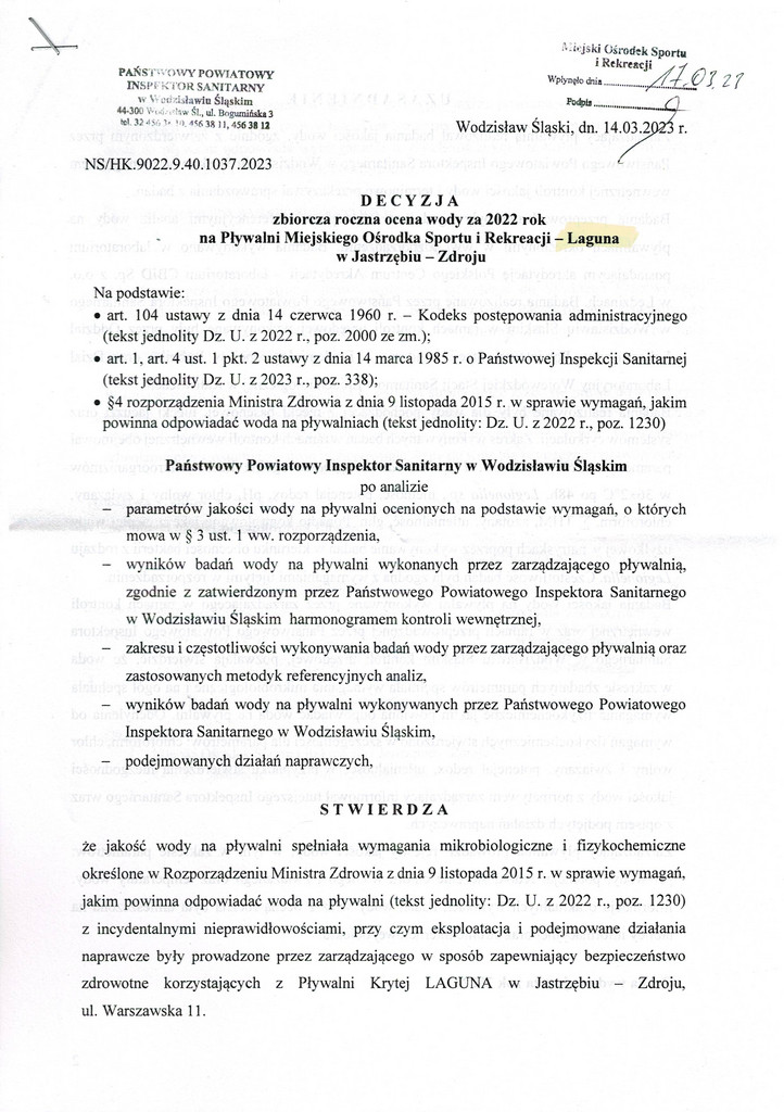 Miejski Ośrodek Sportu i Rekreacji w Jastrzębiu-Zdroju- Obiekty - Kryta ...